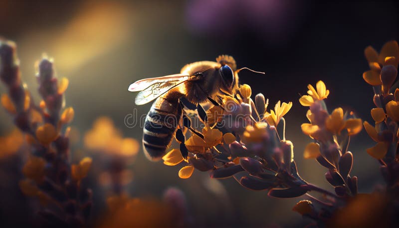 Industrious Bee in Search of Its Pollen ,generative AI Stock Image ...