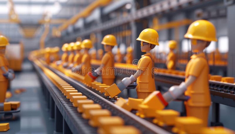 47 Industrious 3D Cartoon Assembly Line Workers on Labor Day Stock ...