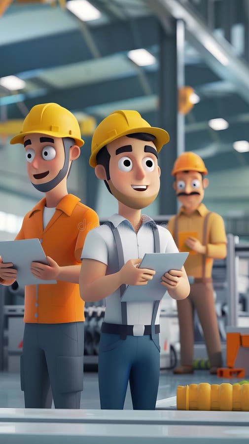 216 Industrious 3D Cartoon Workers Collaborating in a Factory for Labor ...