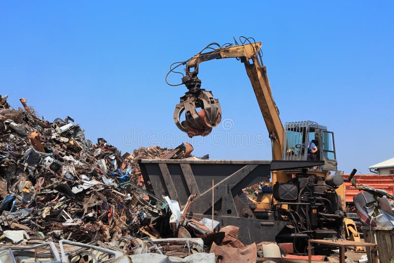 Junkyard Crane with Maginet Stock Image - Image of magnetic, magnet ...