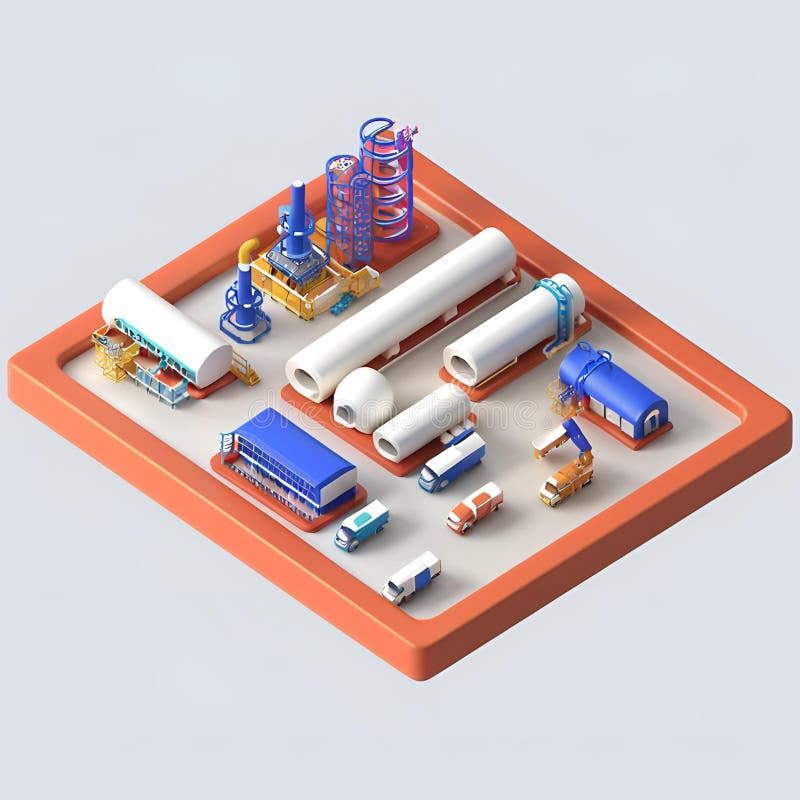 3D Isometric Illustration of Modern Factory. 3D Model of Industry 5.0 ...