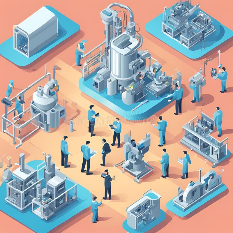 Vector Style Isometric Illustration of AI-integrated Robots and Humans ...