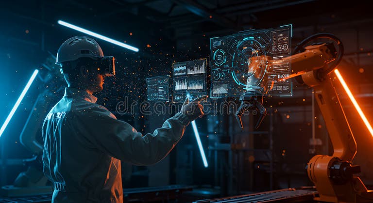 Industry 4.0 AI Augmented Reality, and Robotics in Manufacturing Stock ...