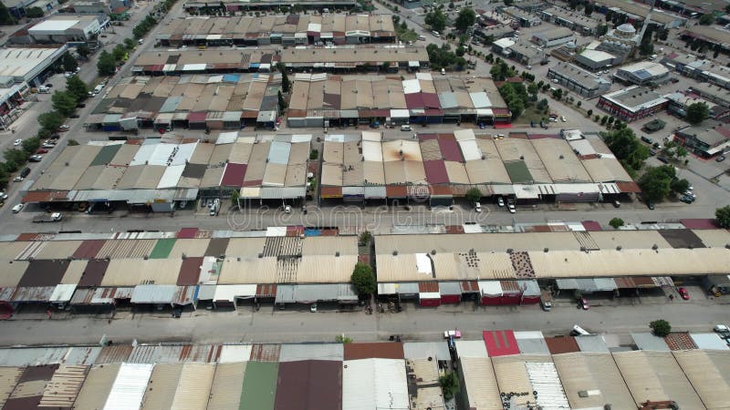 Aerial small industry area stock footage. Video of footage - 252137466