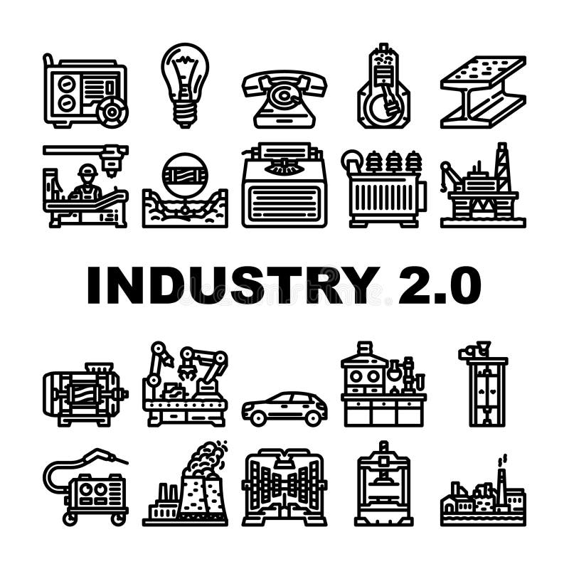 Industry 2 Automation Icons Set Vector Stock Illustration ...