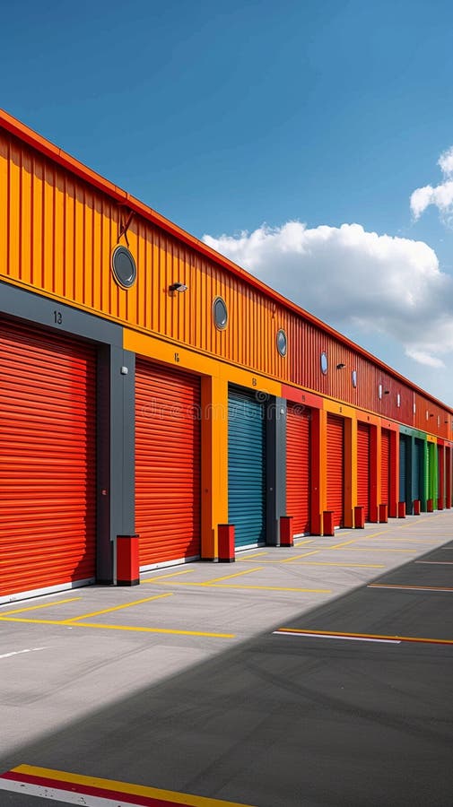 Industry Building Showcases Array of Colorful Metal Storage Units Stock ...