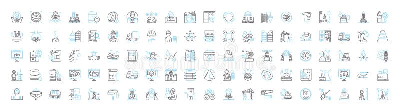 Industry Building Vector Line Icons Set. Construction, Manufacturing ...