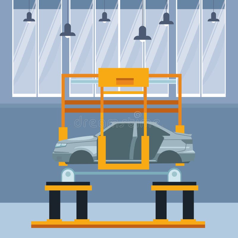Industry Car Manufacturing Cartoon Stock Vector - Illustration of ...