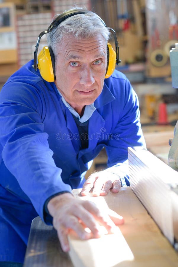 Industry Carpenter Doing Work Stock Image - Image of overalls, factory ...