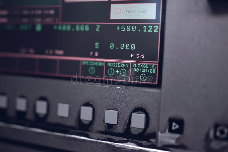 INDUSTRY COMPUTER. MONITOR and BUTTON. OPERATOR DESK Stock Image ...