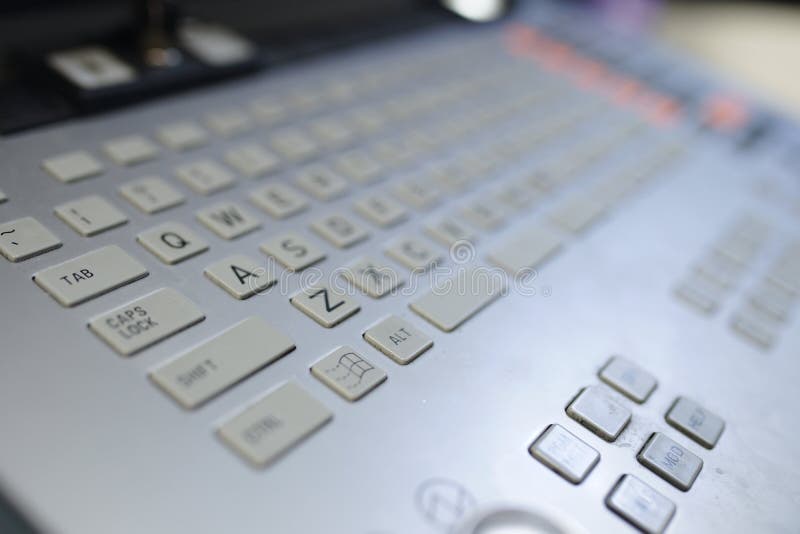 INDUSTRY COMPUTER. MONITOR and BUTTON. OPERATOR DESK Stock Image ...