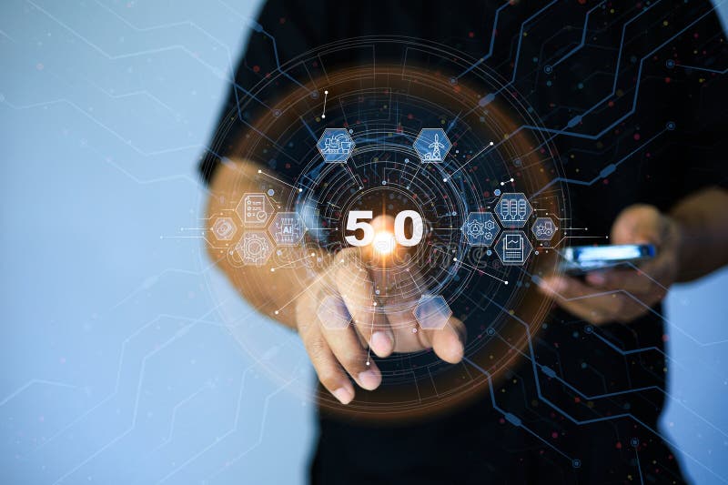 Icons Industry 5 0 Industrial Digital Transformation Ai Stock Photos ...