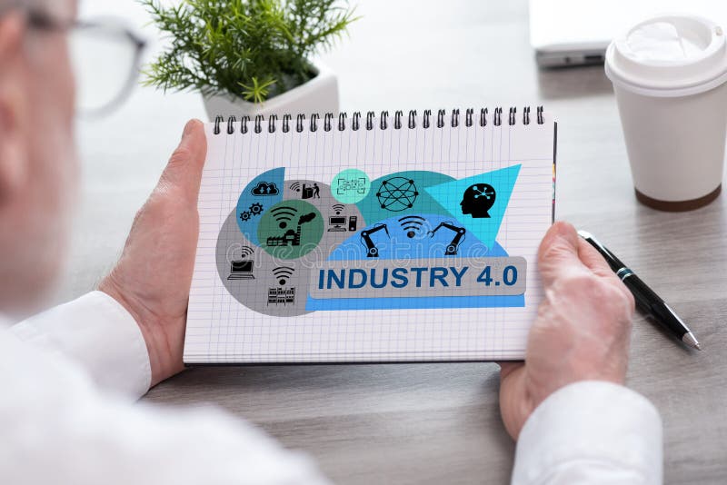 Industry 4.0 Concept on a Notepad Stock Image - Image of factory ...