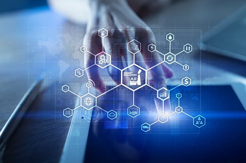 Industry 4.0 Concept, Smart Factory Structure. Flow Automation and Data ...