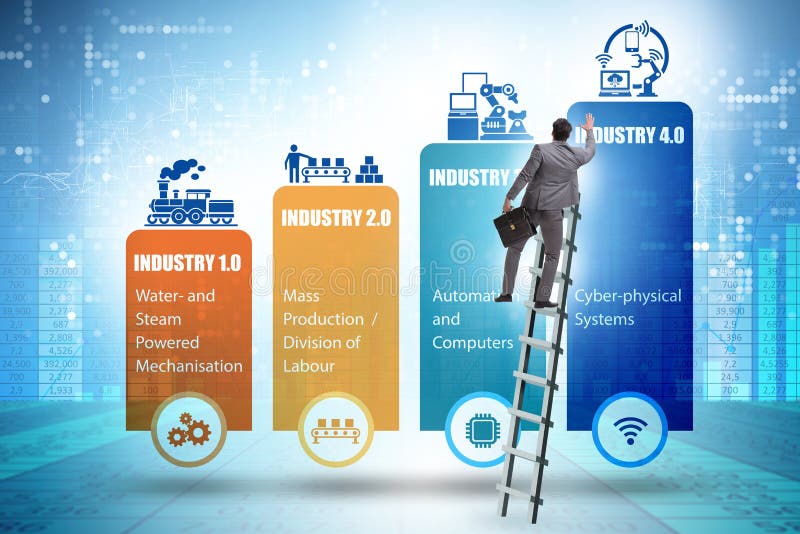 Industry 4.0 Concept with Various Stages Stock Image - Image of data ...
