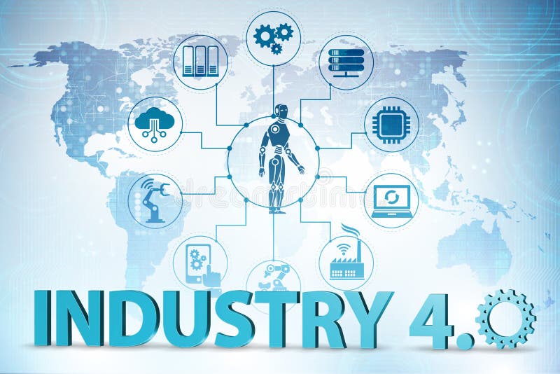 Industry 4 0 Concept With Various Stages 3d Rendering Stock