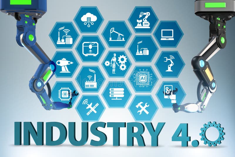 Industry 4.0 Concept with Various Stages - 3d Rendering Stock ...