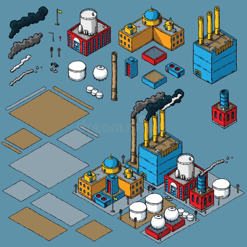 Industry Construction Kit stock illustration. Illustration of chimney ...