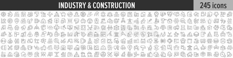 Industry and Construction Linear Icon Collection. Big Set of 245 ...