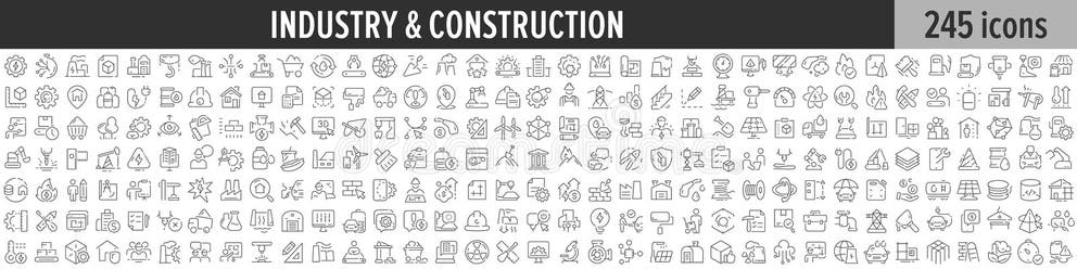 Industry and Construction Linear Icon Collection. Big Set of 245 ...