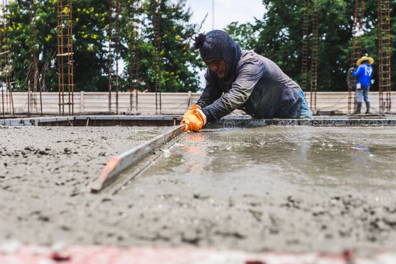 Industry Construction Men Workers with Tool Concrete Editorial Stock ...