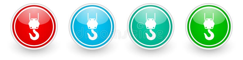 Industry, Crane, Counstruction Vector Icons, Colorful Glossy Buttons on ...