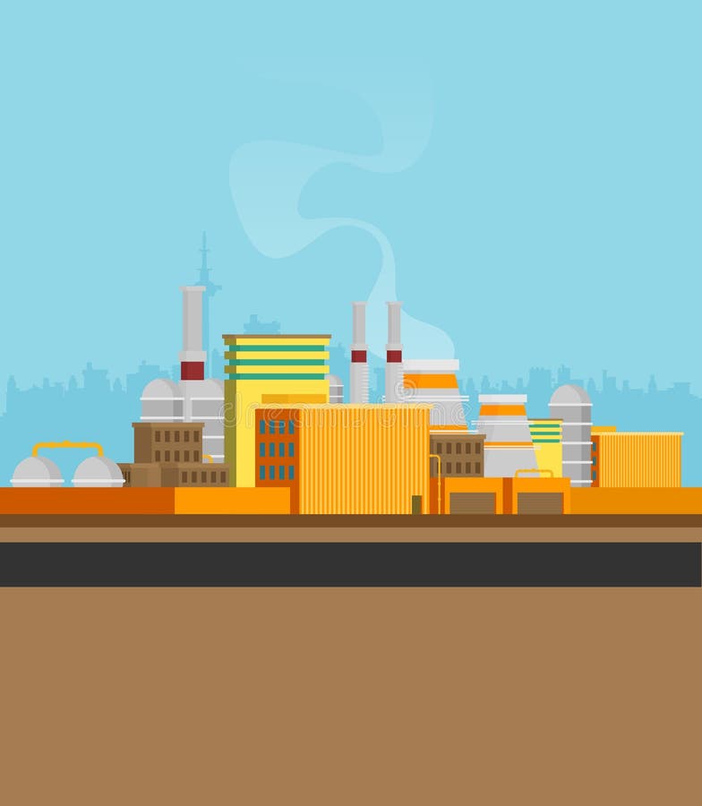 Industry Design Buildings Over Background, Vector Illustration Stock ...