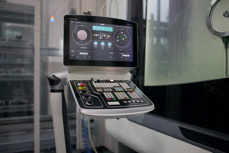 INDUSTRY COMPUTER. MONITOR and BUTTON. OPERATOR DESK Stock Image ...