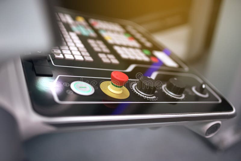 INDUSTRY COMPUTER. MONITOR and BUTTON. OPERATOR DESK Stock Photo ...