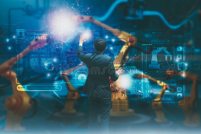 Industry Engineer Manager In Factory Using Smart Tablet Glass Device