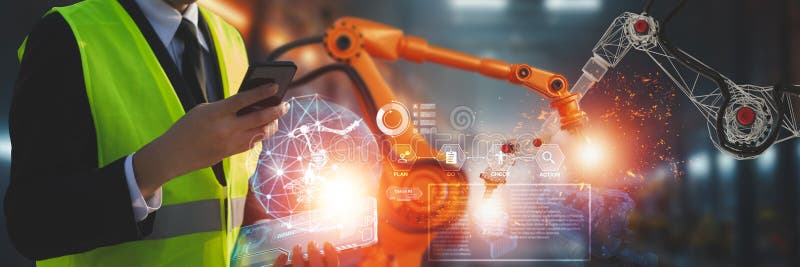 Industry Engineer In Factory Using Smart Tablet Glass Device Control