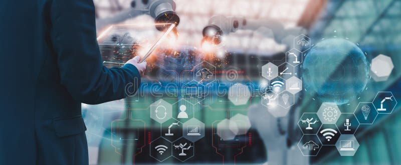 Industry Engineer Manager In Factory Using Smart Tablet Glass Device