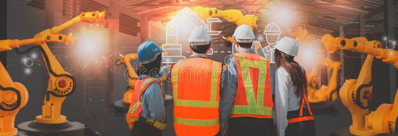 Industry Engineer Team in Factory, Inspection and Maintenance, Control ...