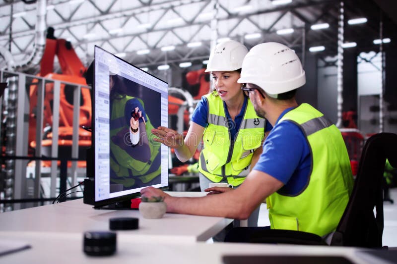 Industry Engineer Using Desktop PC Computer Stock Photo - Image of ...
