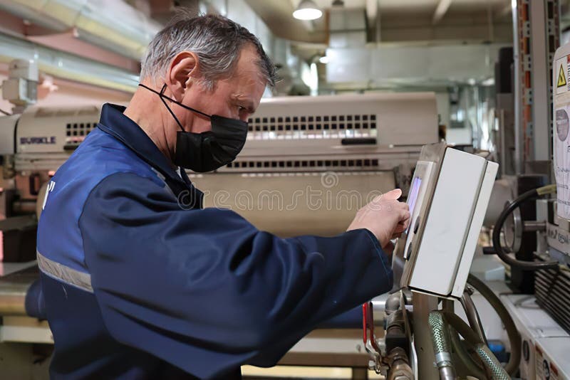 A Industry Engineering Wearing Protective Face Mask Control Operating ...