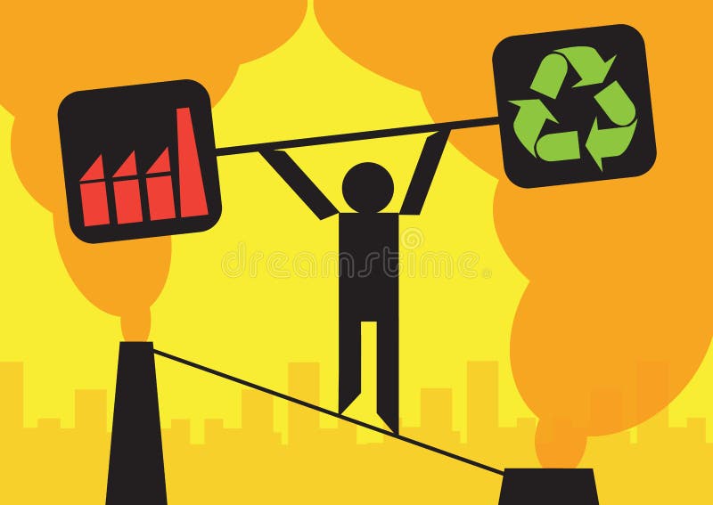 Balance Scale between Nature and Human Constructio Stock Vector ...
