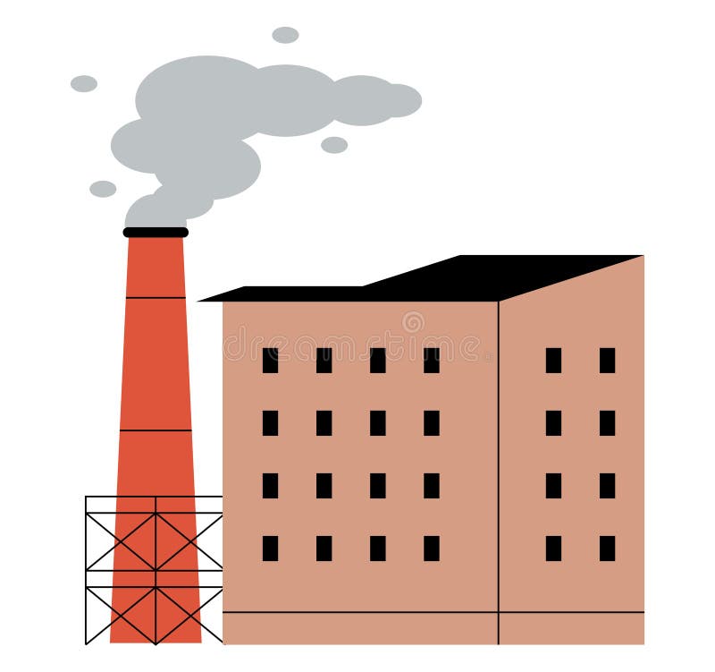 Industry Factory with Smoking Chimney Stock Vector - Illustration of ...