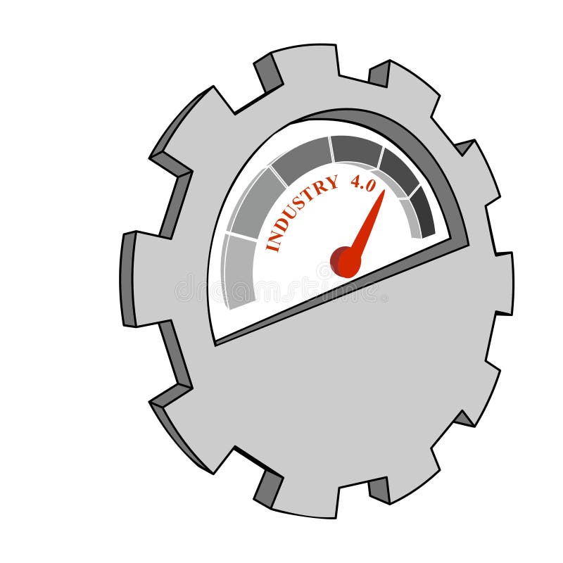 Industry Four Point Zero Text on the Gears. Stock Illustration ...
