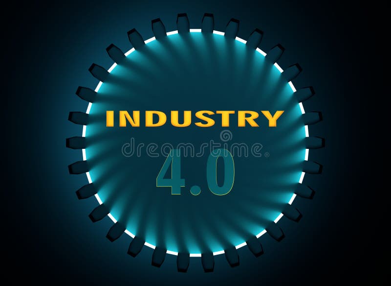 Industry Four Point Zero Text on the Gears. Stock Illustration ...