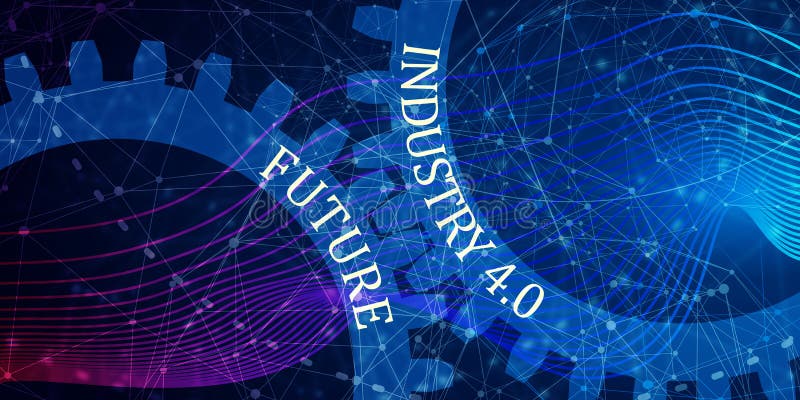 Industry Four Point Zero Text on the Gears. Stock Illustration ...