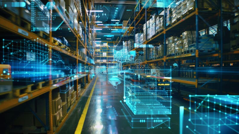 Industry 4.0: Futuristic Retail Warehouse Stock Illustration ...