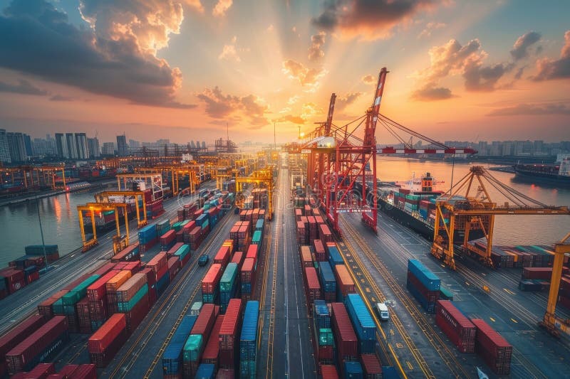 Industry Harbor with Many Container. Logistic Concept Stock Photo ...