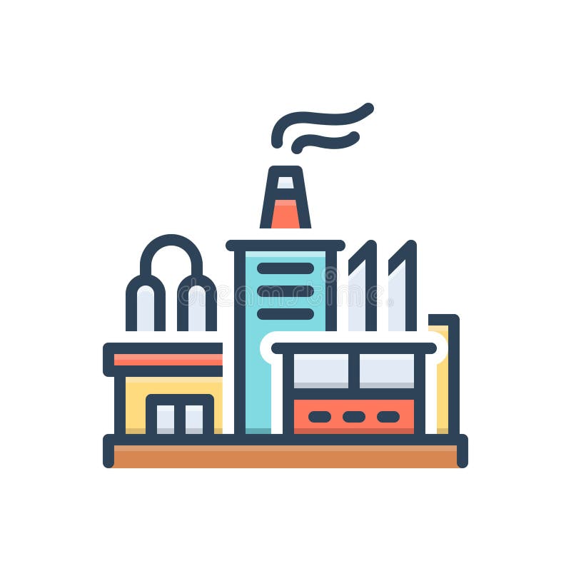 Color Illustration Icon for Industry, Factory and Power Stock ...