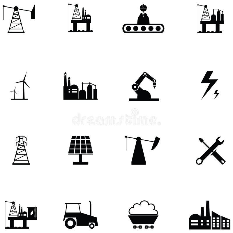 Industry icon set stock vector. Illustration of refinery - 123129288