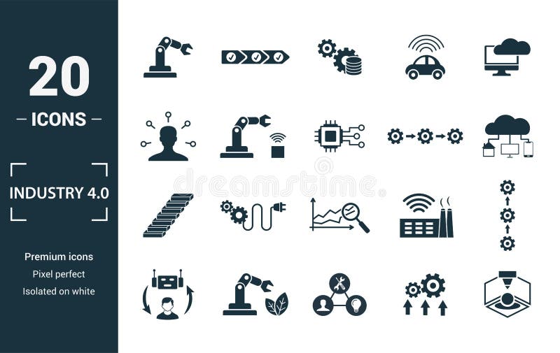 Industry 4.0 icon set stock illustration. Illustration of plug - 176532430