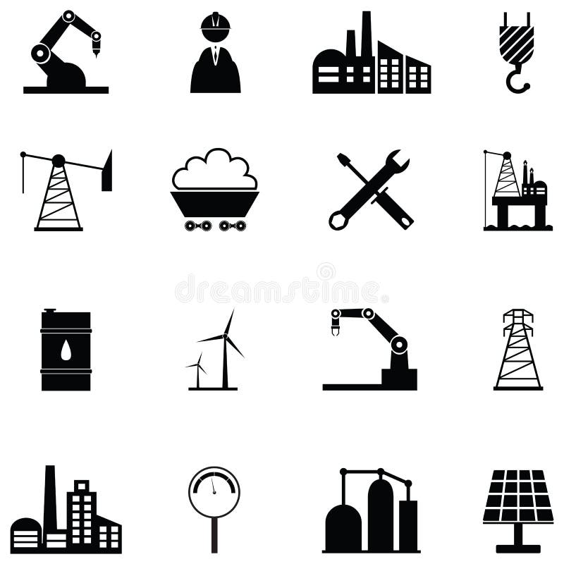 Industry icon set stock vector. Illustration of sign - 107364254