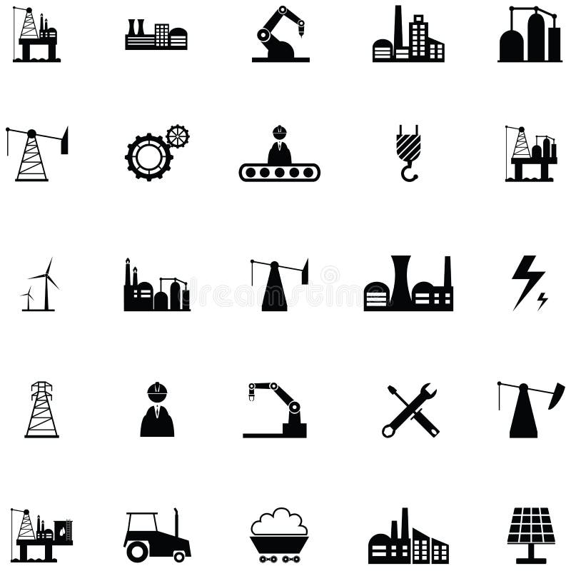 Industry icon set stock illustration. Illustration of production ...
