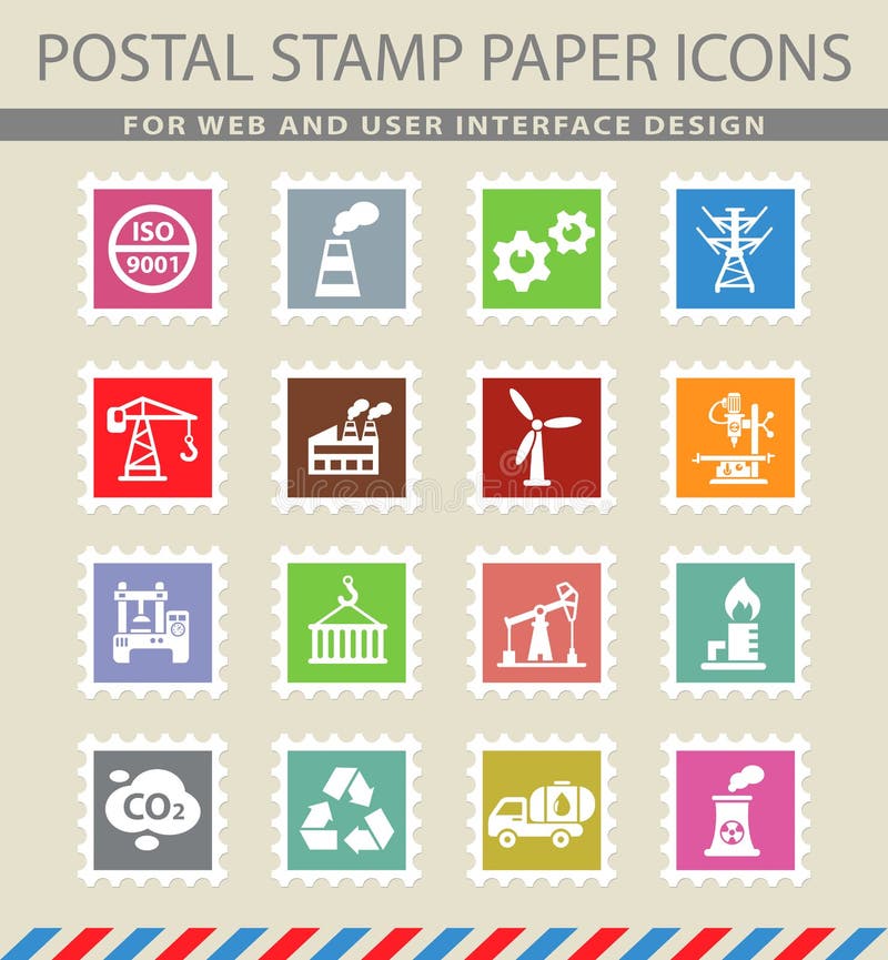 Industry icon set stock illustration. Illustration of stamp - 88747767