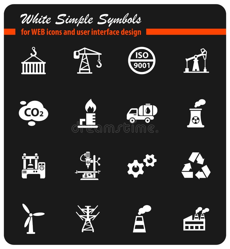 Industry icon set stock vector. Illustration of gears - 88001714