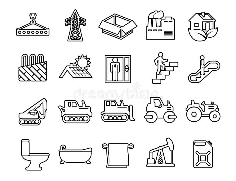 Industry Icons Energy, Construction, Production, Manufacturing Set ...